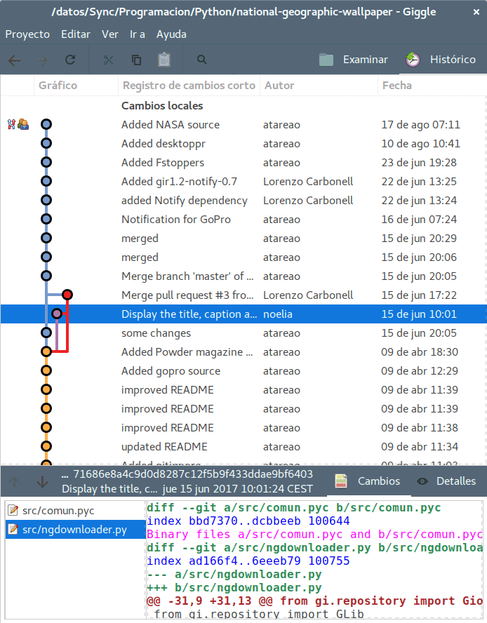 Giggle, un interesante cliente gráfico Git para Linux Mint, Ubuntu, etc ...